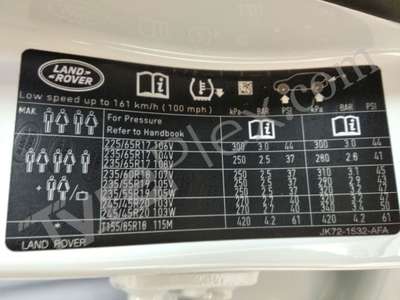 Tyre Pressure for Land Rover Discovery Sport (34-41psi), Tyre Air Pressure