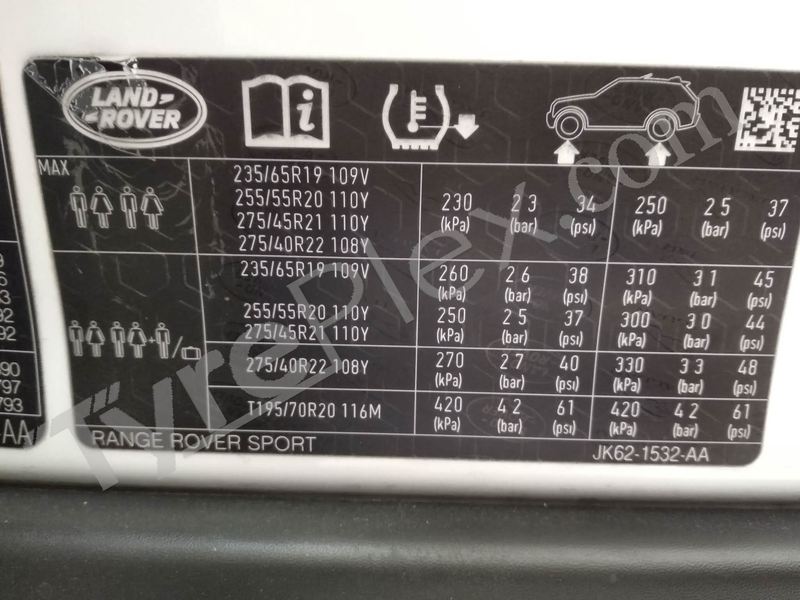 Tyre Pressure for Land Rover Range Rover Sport (34-44psi), Increase ...