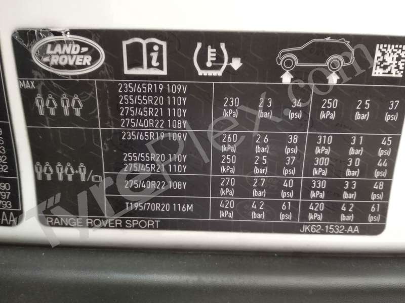 Tyre Pressure for Land Rover Range Rover Sport (34-44psi), Tyre Air ...